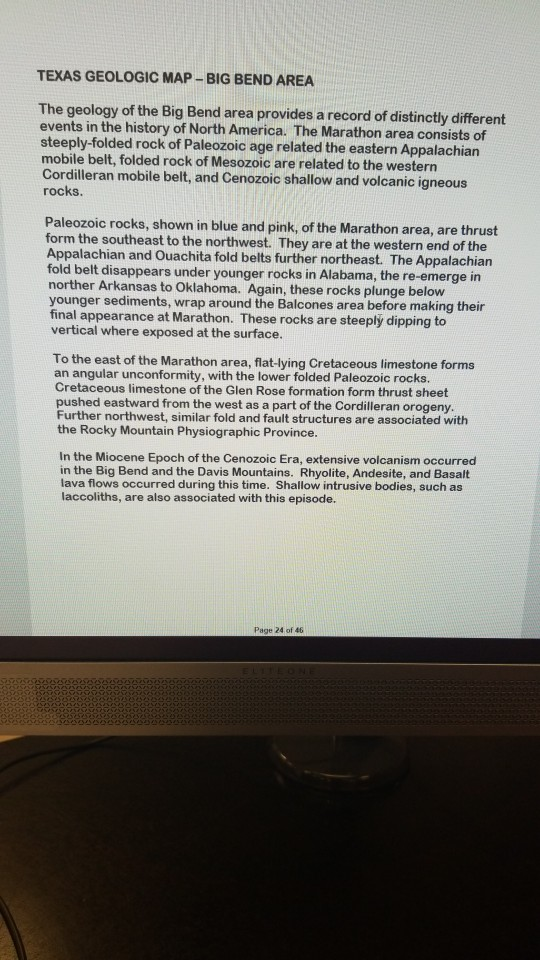TEXAS GEOLOGIC MAP - BIG BEND AREA Anewer 1. The red | Chegg.com