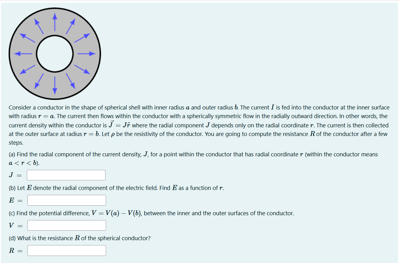 Solved Consider a conductor in the shape of spherical shell | Chegg.com