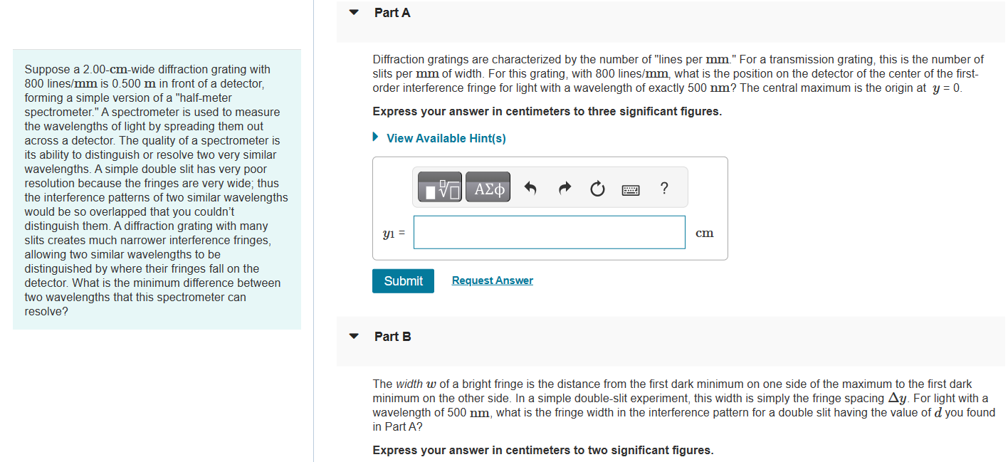 Solved Diffraction Gratings Are Characterized By The Number