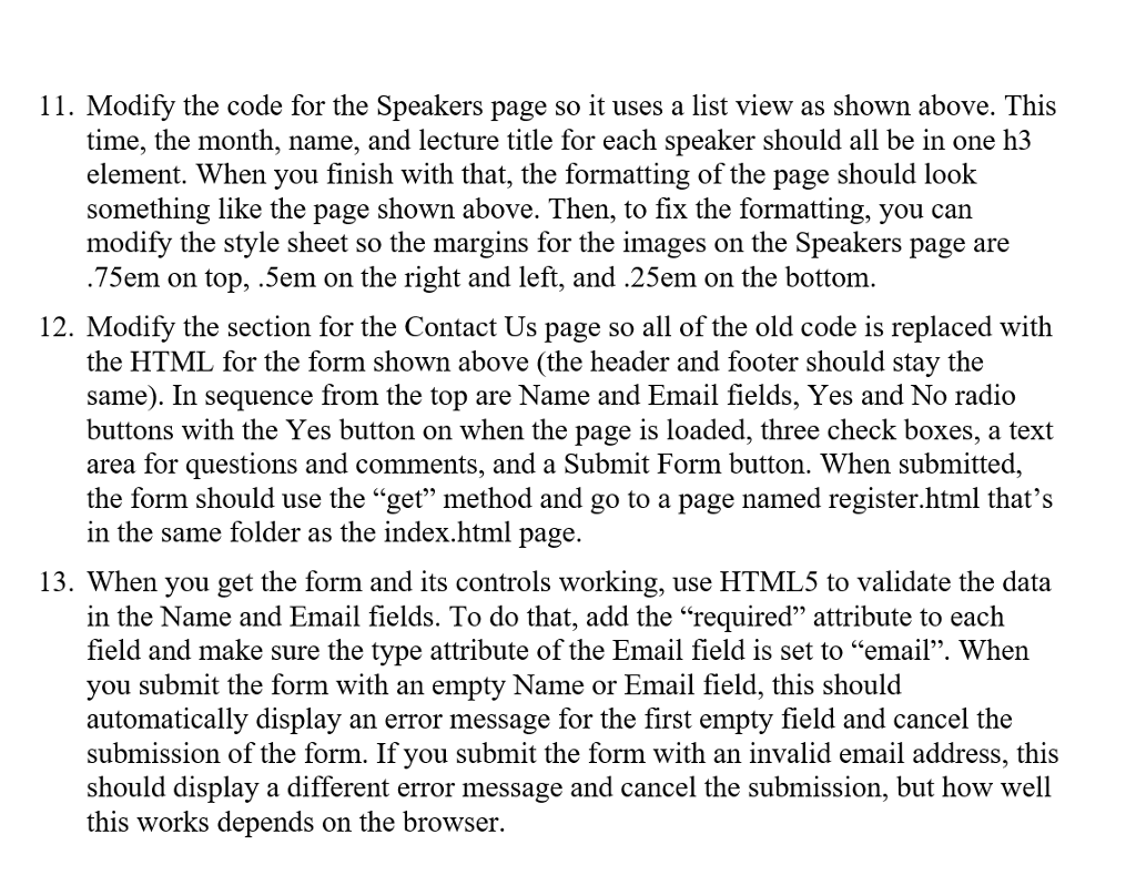 Solved 11. Modify the code for the Speakers page so it uses | Chegg.com