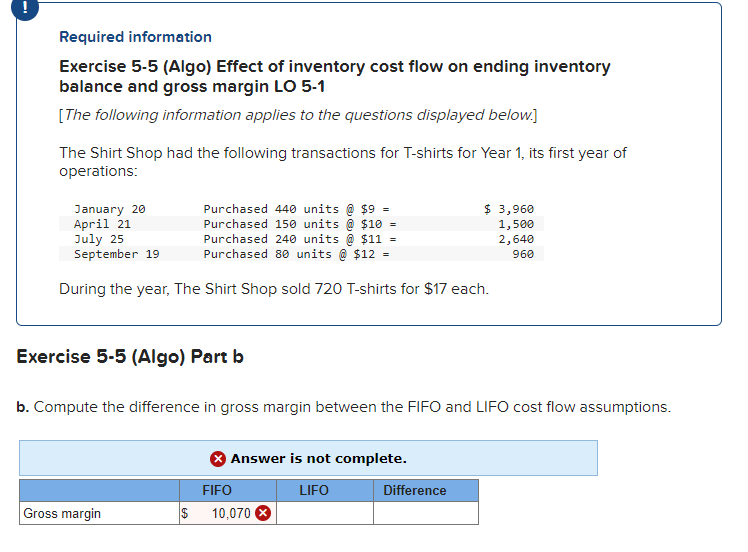Solved Required information Exercise 5-5 (Algo) Effect of | Chegg.com