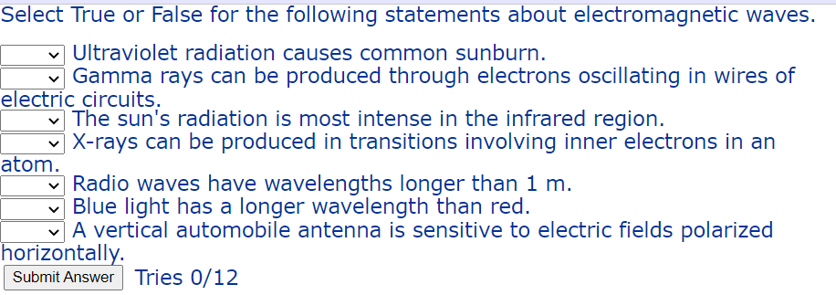 Solved Select True or False for the following statements | Chegg.com