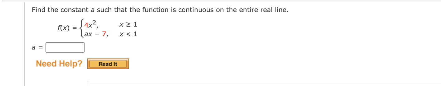 Solved Find the constant a such that the function is | Chegg.com