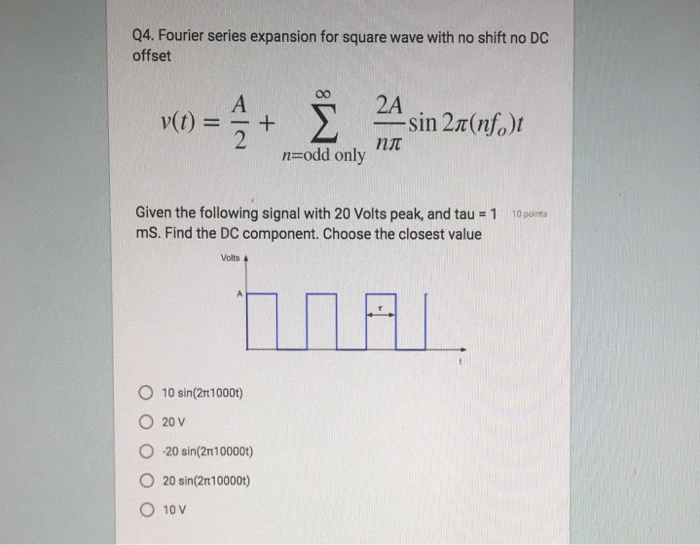 Solved 04. Fourier series expansion for square wave with no | Chegg.com