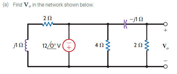 Solved (a) ﻿Find Vo in ﻿the network shown below. | Chegg.com