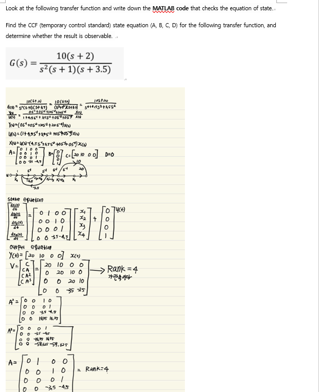 Look at the following transfer function and write | Chegg.com