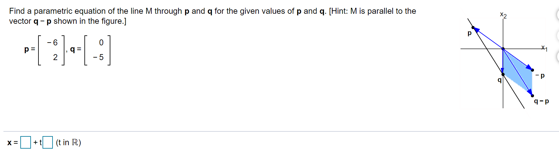 Solved Find a parametric equation of the line M through p | Chegg.com