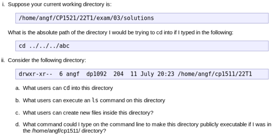 Solved i. Suppose your current working directory is: | Chegg.com