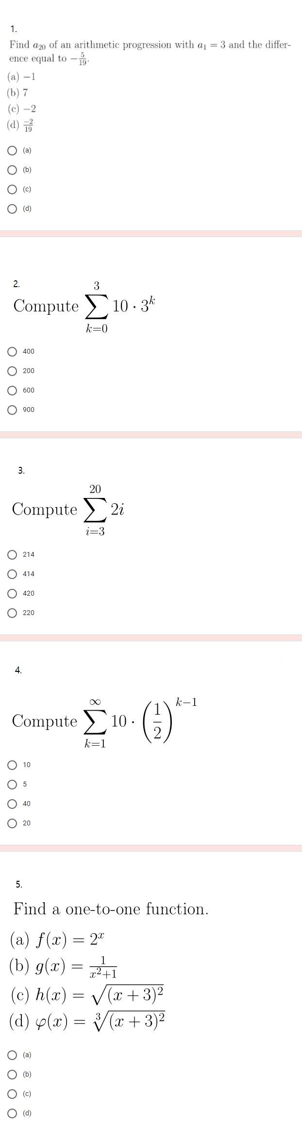 Solved 1. Find a20 of an arithmetic progression with aj = 3 | Chegg.com