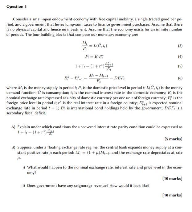 Solved Question 3 Consider a small-open endowment economy | Chegg.com