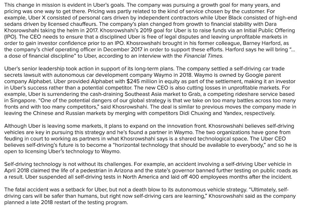 Solved Uber Case This part of the Uber cumulative case | Chegg.com