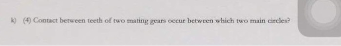 Solved Contact between teeth of two mating gears occur | Chegg.com