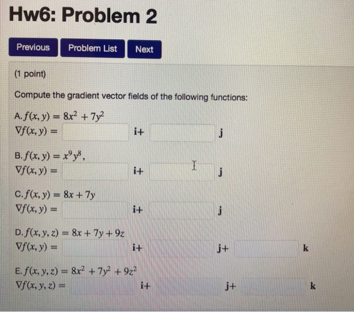 Solved Hw6: Problem 2 Previous Problem ListNext (1 point) | Chegg.com