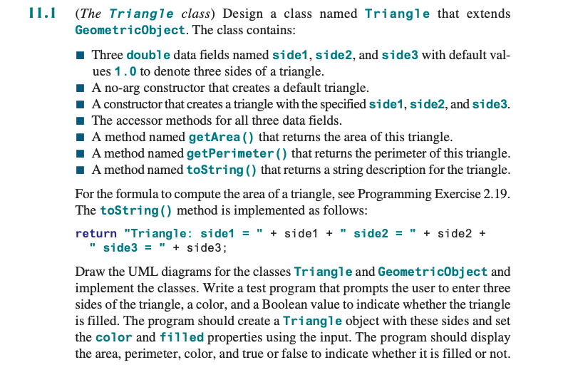 Solved II.1 (The Triangle class) Design a class named | Chegg.com
