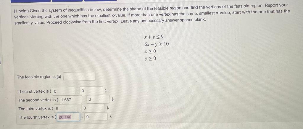 Solved 1 Point Given The System Of Inequalities Below