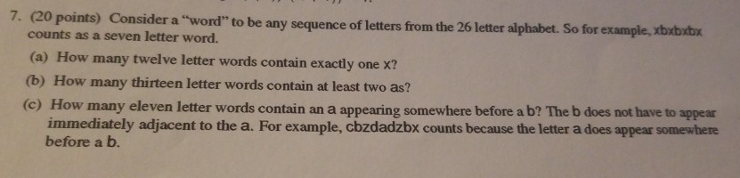 Solved to be any sequence of letters from the 26 letter | Chegg.com