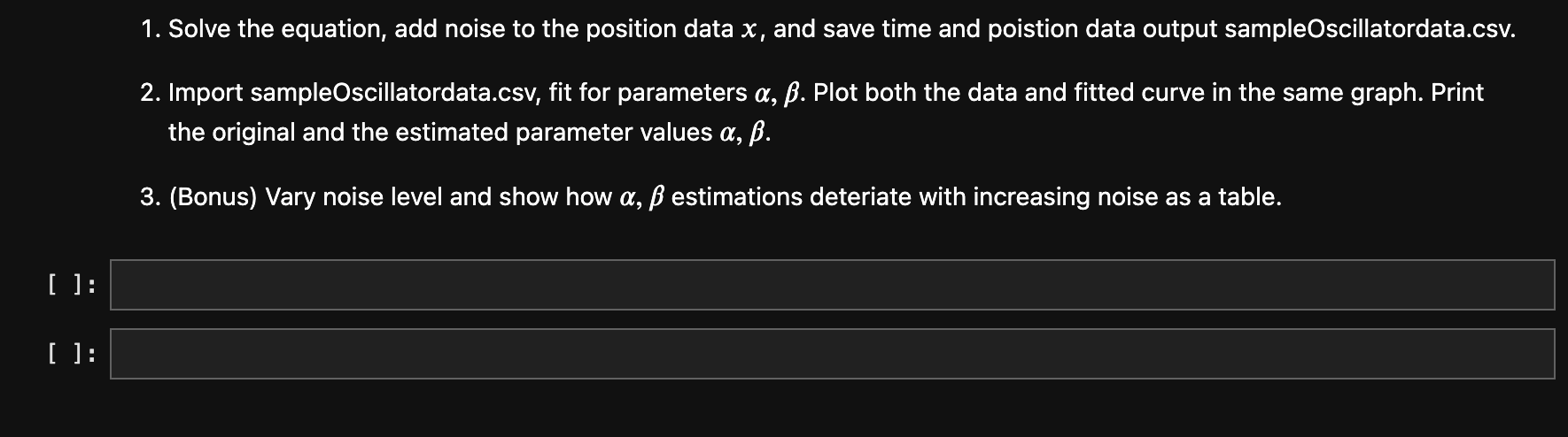 2 Parameter Estimation For Odes Consider The