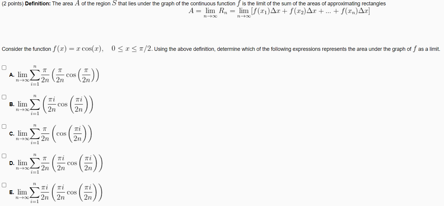 Solved The area, a of the region, s that lies under the | Chegg.com