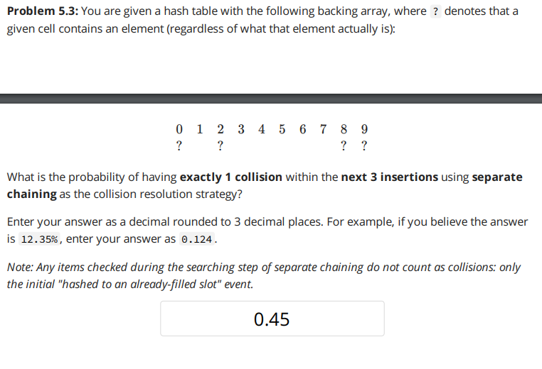 Solved WHY IS THE ANSWER 0.45? WILL GIVE THUMBS DOWN IF NO | Chegg.com