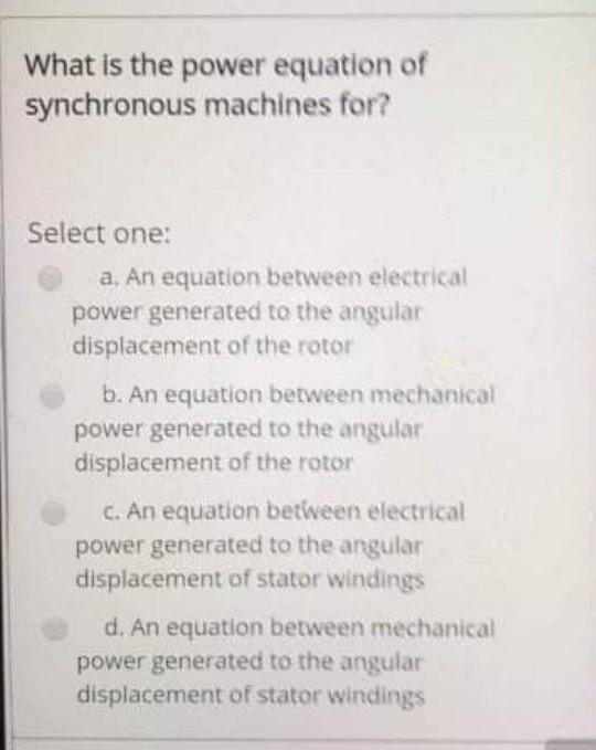 Solved What is the power equation of synchronous machines | Chegg.com