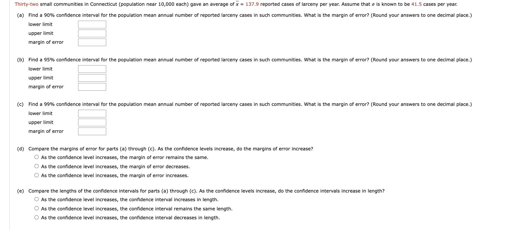 Solved lower limit upper limit margin of error lower limit | Chegg.com