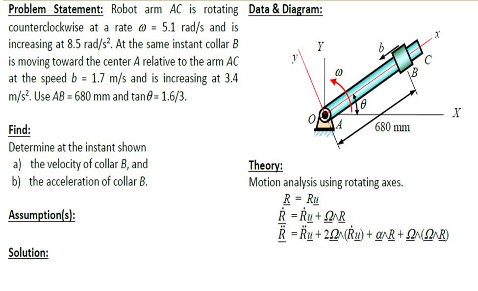 Solved 7 Y Problem Statement: Robot arm AC is rotating Data | Chegg.com