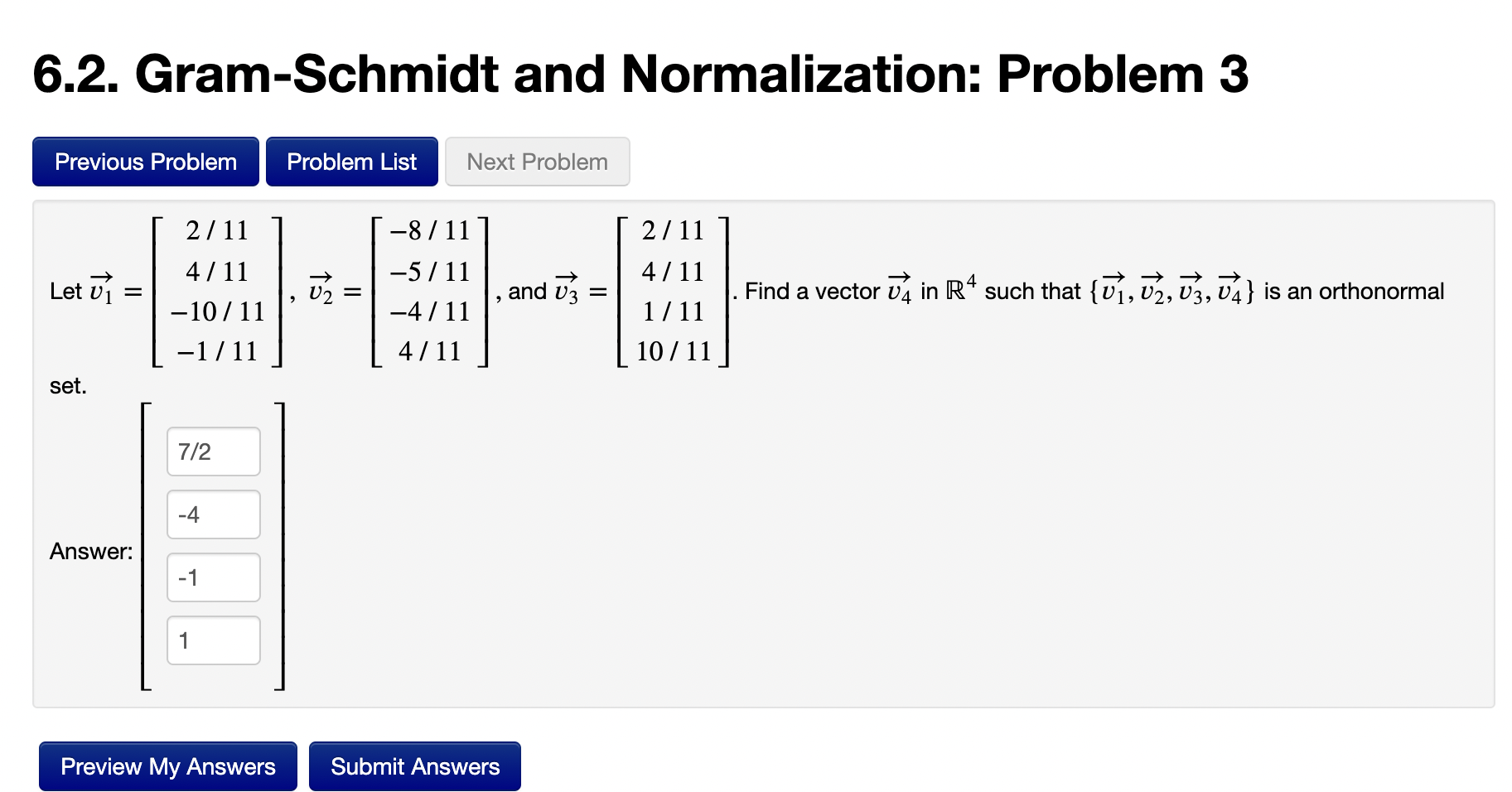 Solved 6.2. Gram-Schmidt and Normalization: Problem 3 | Chegg.com