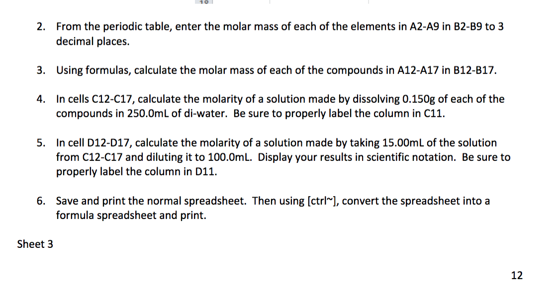 Solved Excel - Electronic Spreadsheet Assignment Open Excel | Chegg.com