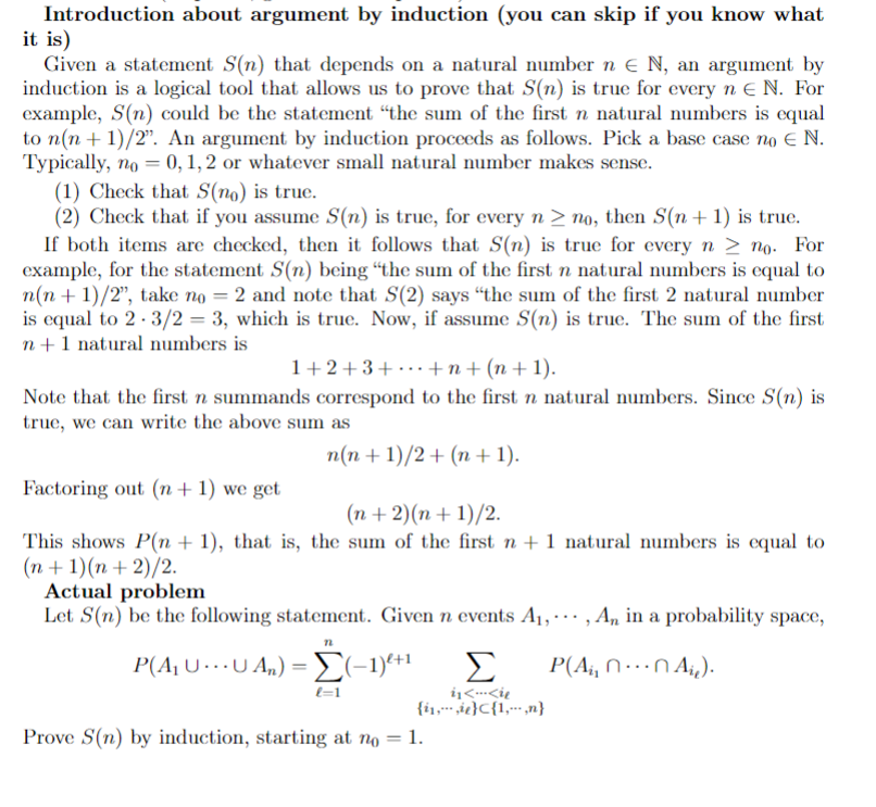 Solved Introduction about argument by induction (you can | Chegg.com