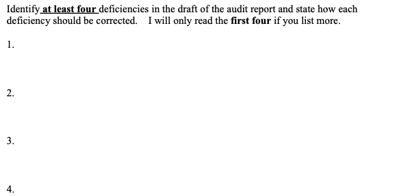 Solved Part V. Audit Report Deficiencies – 12 points (3 | Chegg.com
