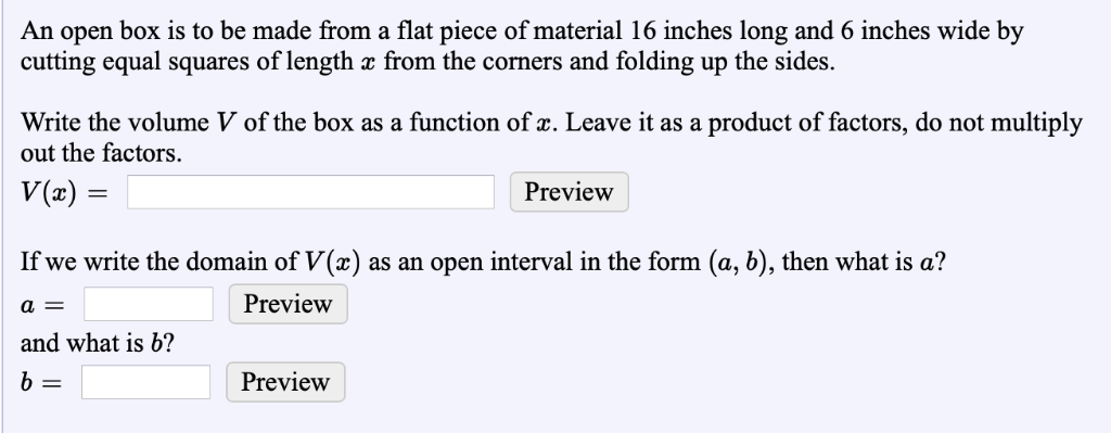 Solved An open box is to be made from a flat piece of | Chegg.com