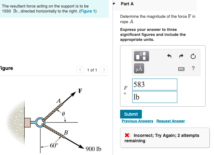 Solved Part A The resultant force acting on the support is | Chegg.com
