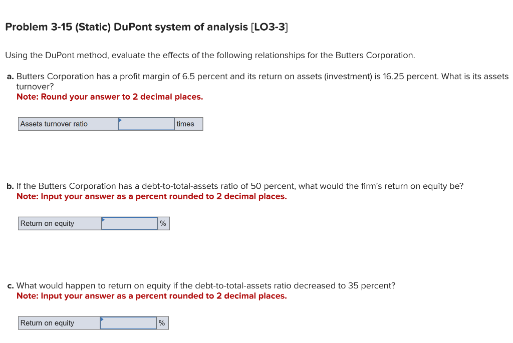 Solved Using the DuPont method, evaluate the effects of the | Chegg.com