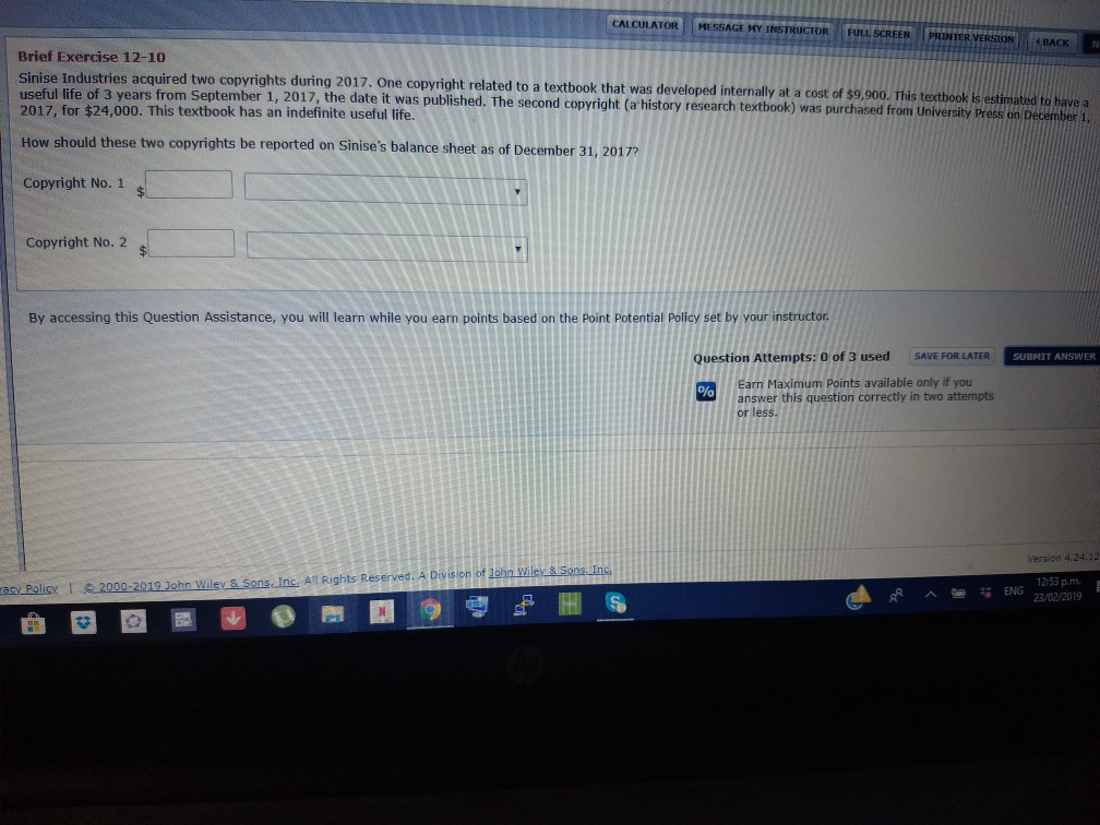 Solved | CALCULATOR | | MESSAGE MY INSTRUCTOR /| FULL SCREEN | Chegg.com