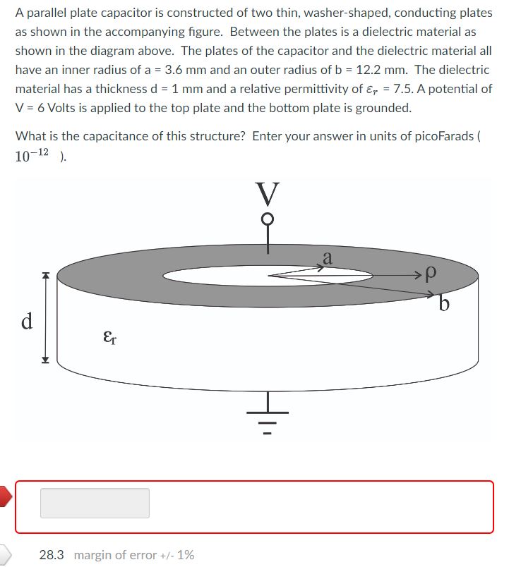 Solved A parallel plate capacitor is constructed of two | Chegg.com