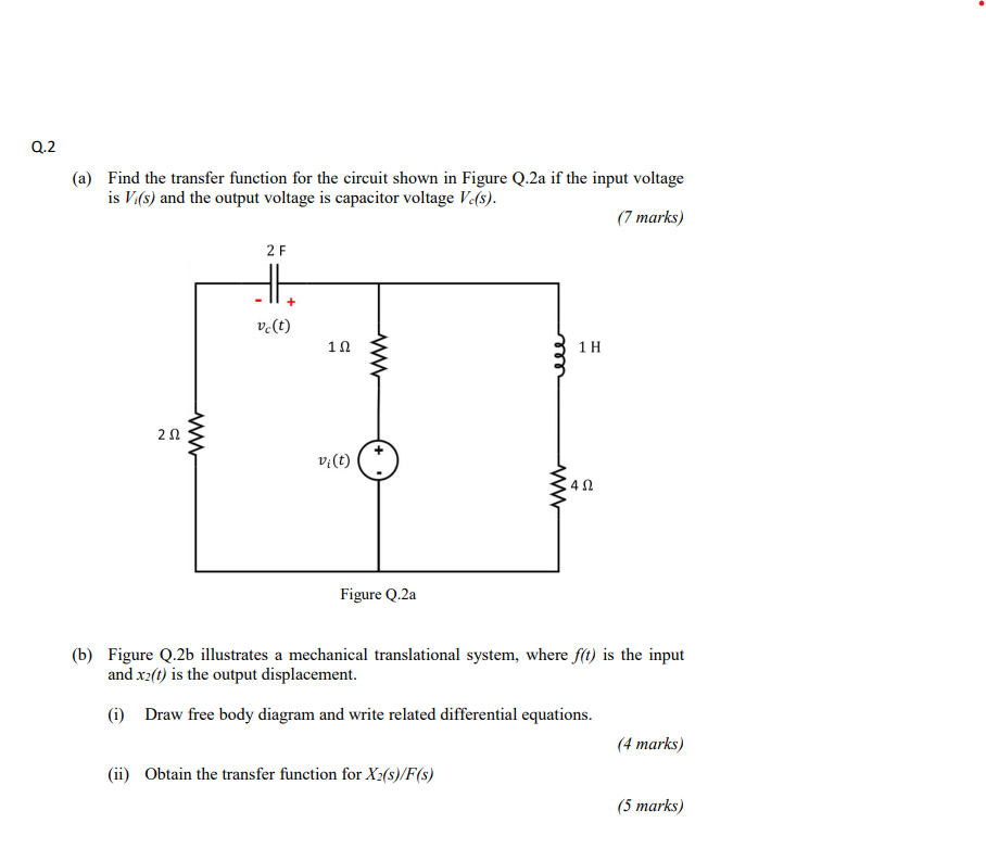 Solved (a) Find the transfer function for the circuit shown | Chegg.com