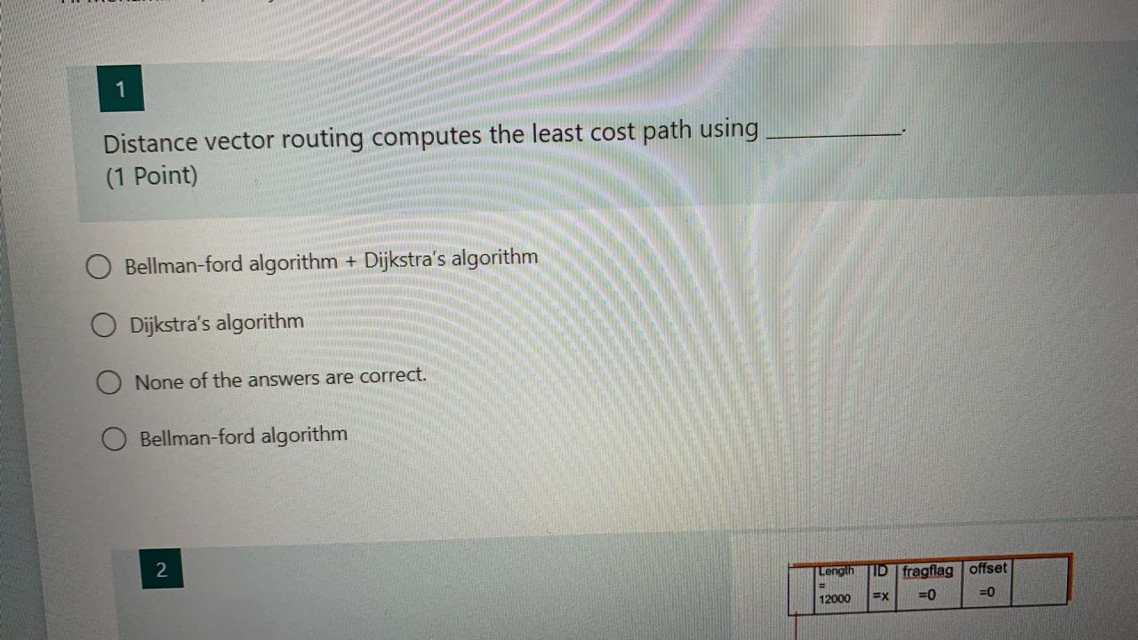 Solved 1 Distance vector routing computes the least cost | Chegg.com