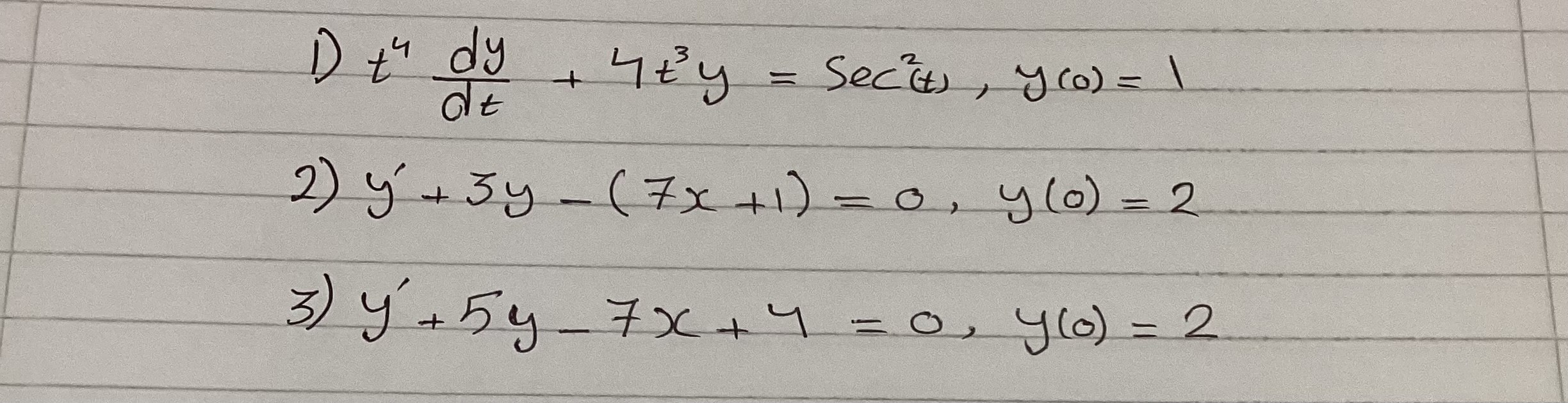 Solved with ALL stepsSolve the following first order linear | Chegg.com