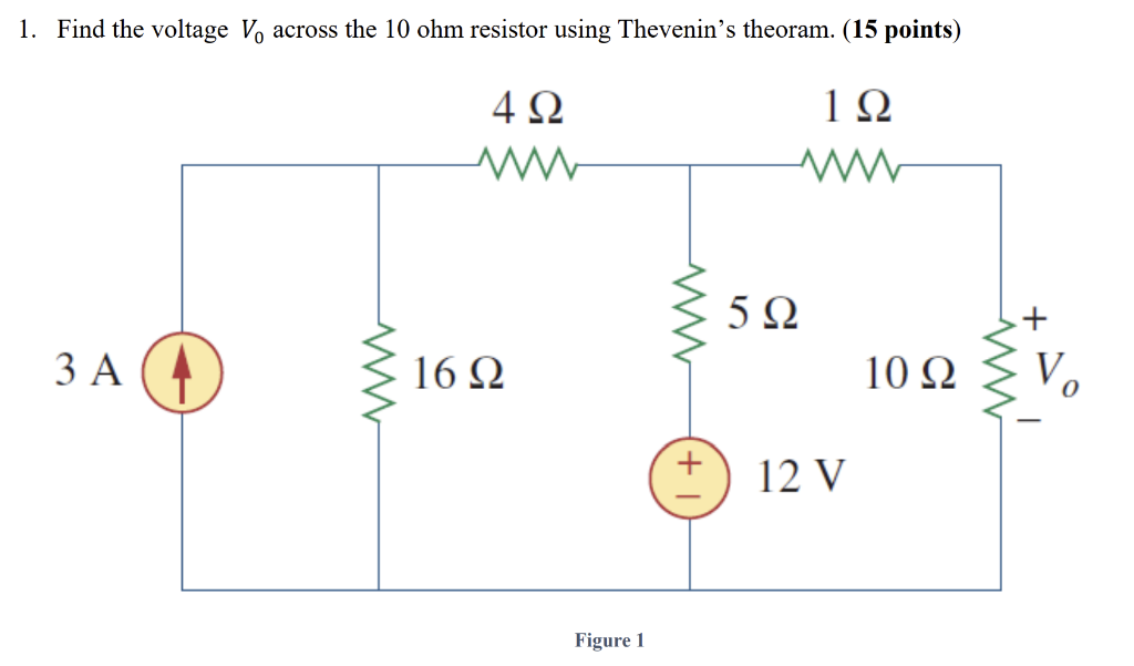 Solved 1. Find the voltage V0 across the 10 ohm resistor | Chegg.com