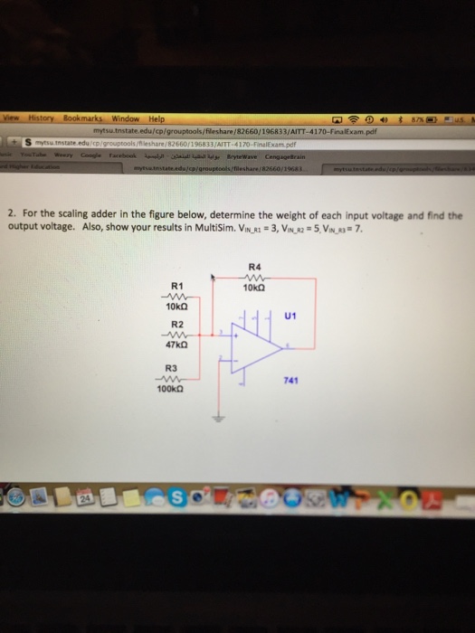 Solved For the scaling adder in the figure below, determine | Chegg.com