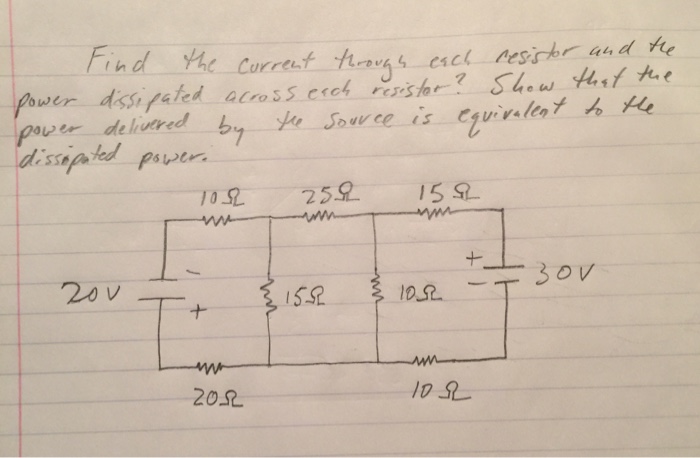Solved Find the current through each resistor and the power | Chegg.com