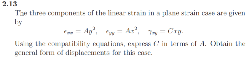 Solved The three components of the linear strain in a plane | Chegg.com