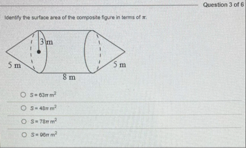 Solved Question 3 ﻿of 6Identify the surface area of the | Chegg.com