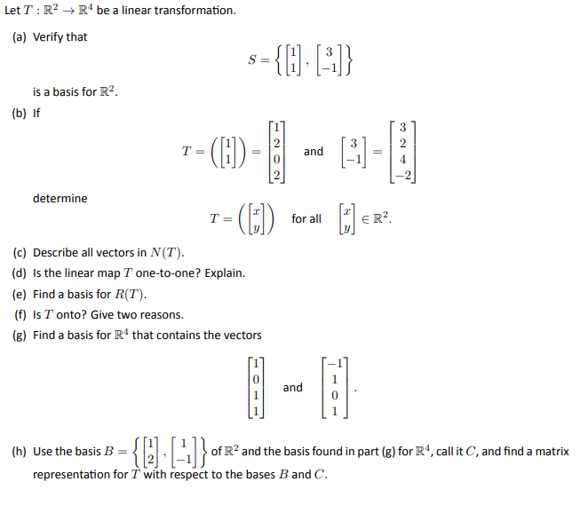 Solved Let T :R2 + R'be a linear transformation. (a) Verify | Chegg.com