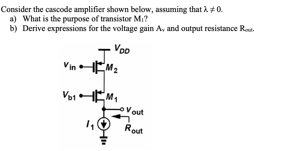 Solved Consider the cascode amplifier shown below, assuming | Chegg.com