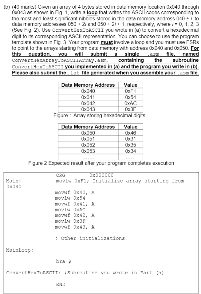 Solved (b) (40 marks) Given an array of 4 bytes stored in | Chegg.com
