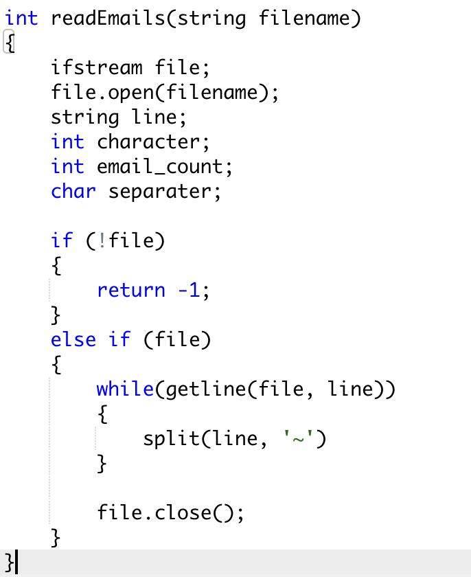 Solved Create a function called readEmails which will take | Chegg.com