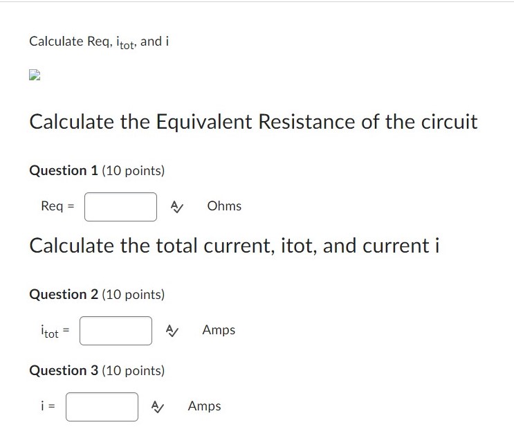 Solved Calculate Req, itot , and i Calculate the Equivalent | Chegg.com