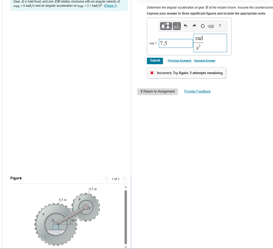 Solved Gear A is held fixed, and arm DE rotates clockwise | Chegg.com