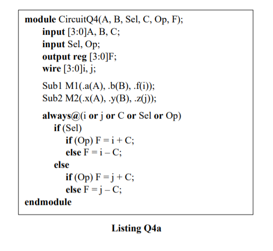 Solved Q4 The Verilog code in Listing Q4a describes a | Chegg.com